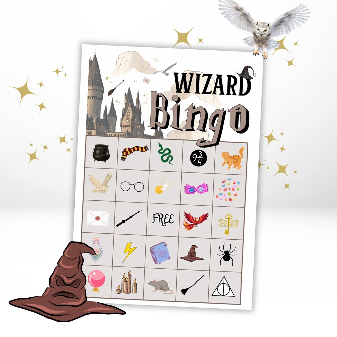 Wizard Bingo 20 Wizard Bingo Cards Wizard Party Games Magic Party Games ...