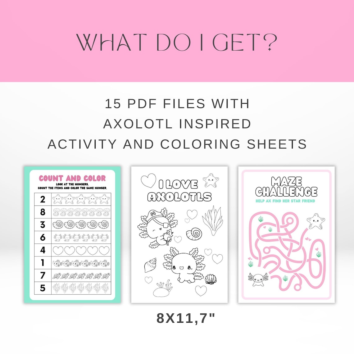 Axolotl Printable Activity and Coloring Sheets Maze Word Search ...