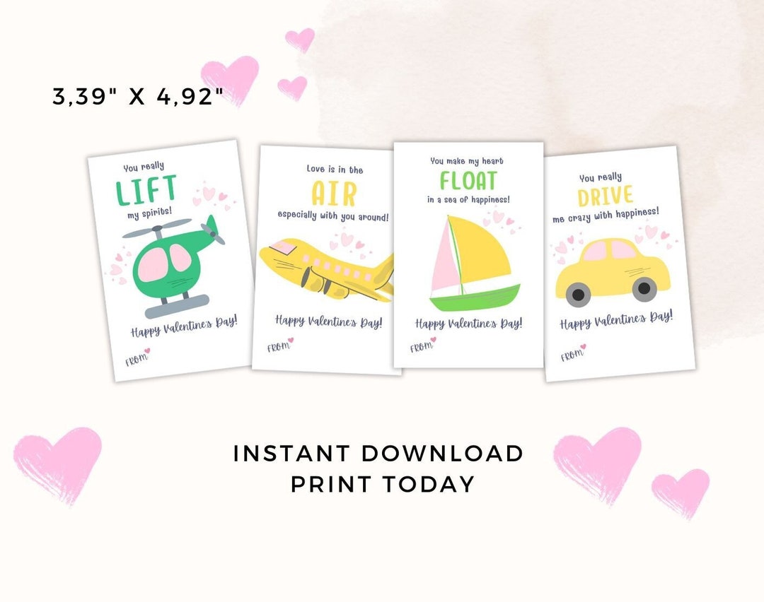 Valentine's Day Cards Printable Classroom Valentines Day Cards for Boys ...