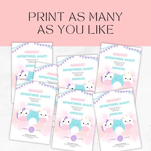 Editable Squishmallow Birthday Invitation Pink Squish on Over Instant ...