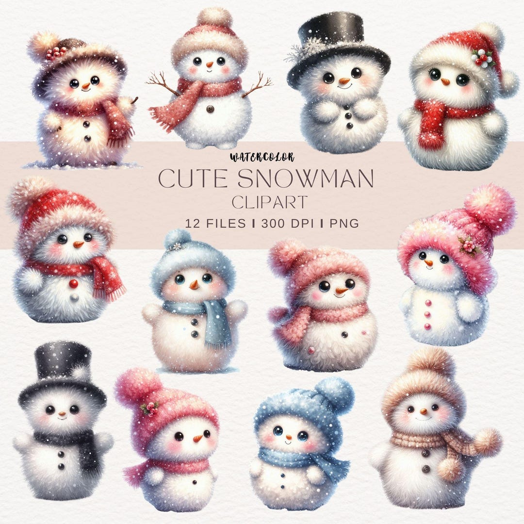 Cute Snowmen Clipart Snowman PNG Christmas Graphics Winter Holidays ...