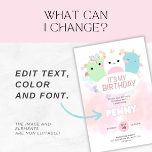 Editable Squishmallow Birthday Party Bundle Squishmallow Squishy ...