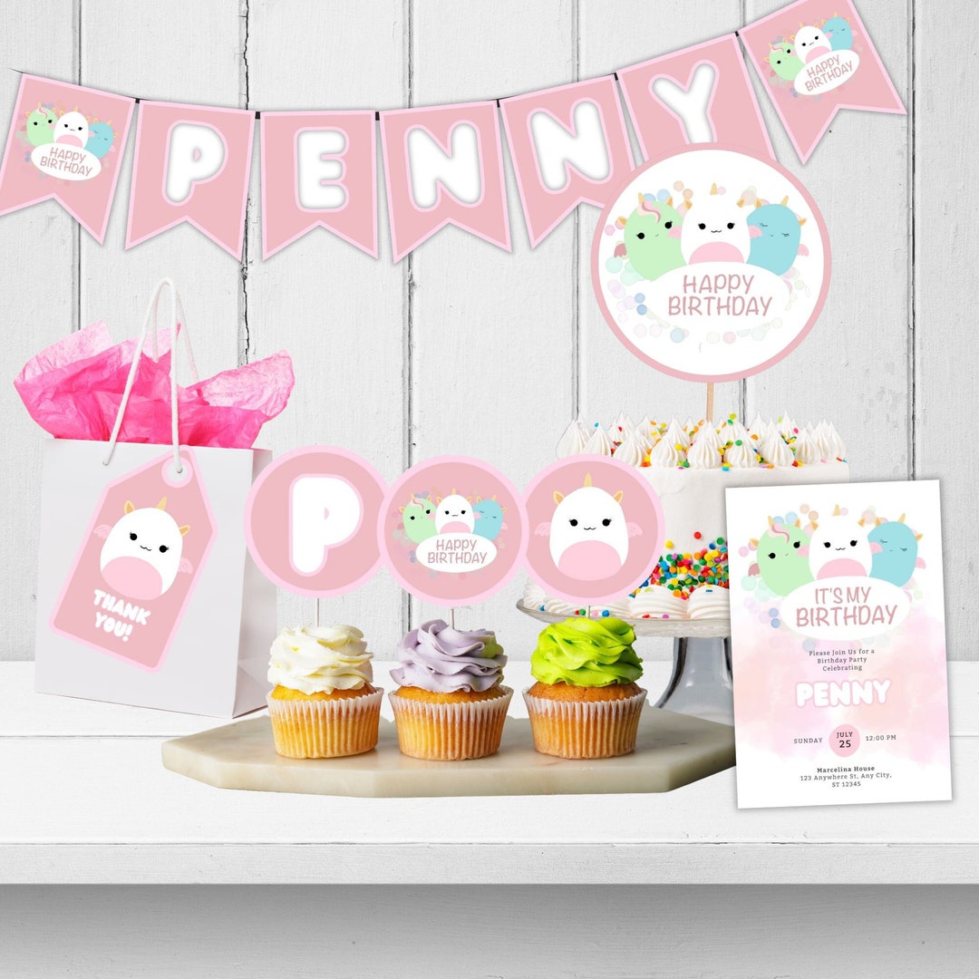 Editable Squishmallow Birthday Party Bundle Squishmallow Squishy ...