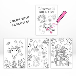 Axolotl Printable Activity and Coloring Sheets Maze Word Search ...