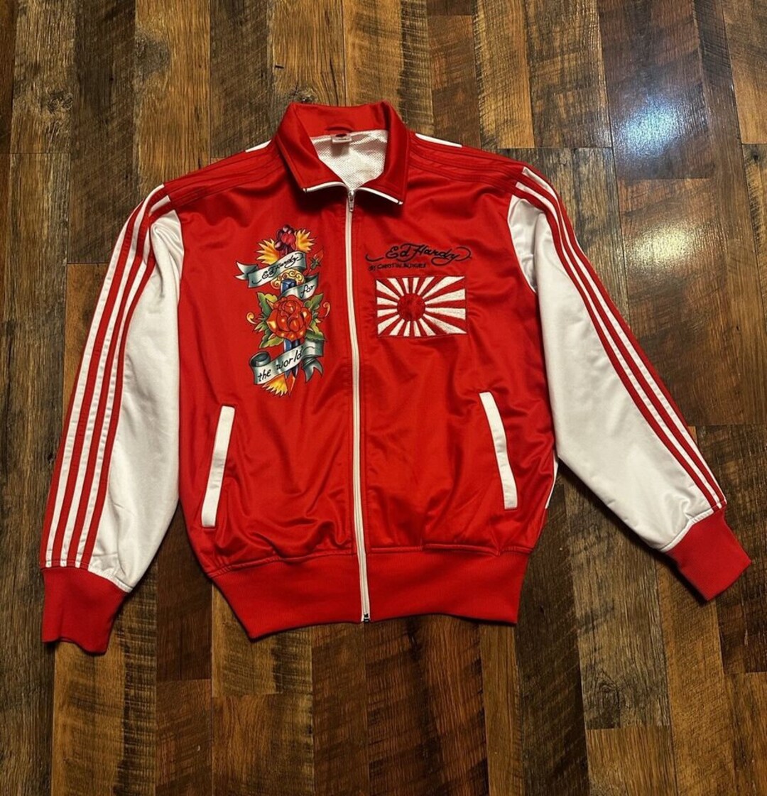 Very Rare Vintage Ed Hardy Japan Wolf Embroidered All Over Print Jacket ...