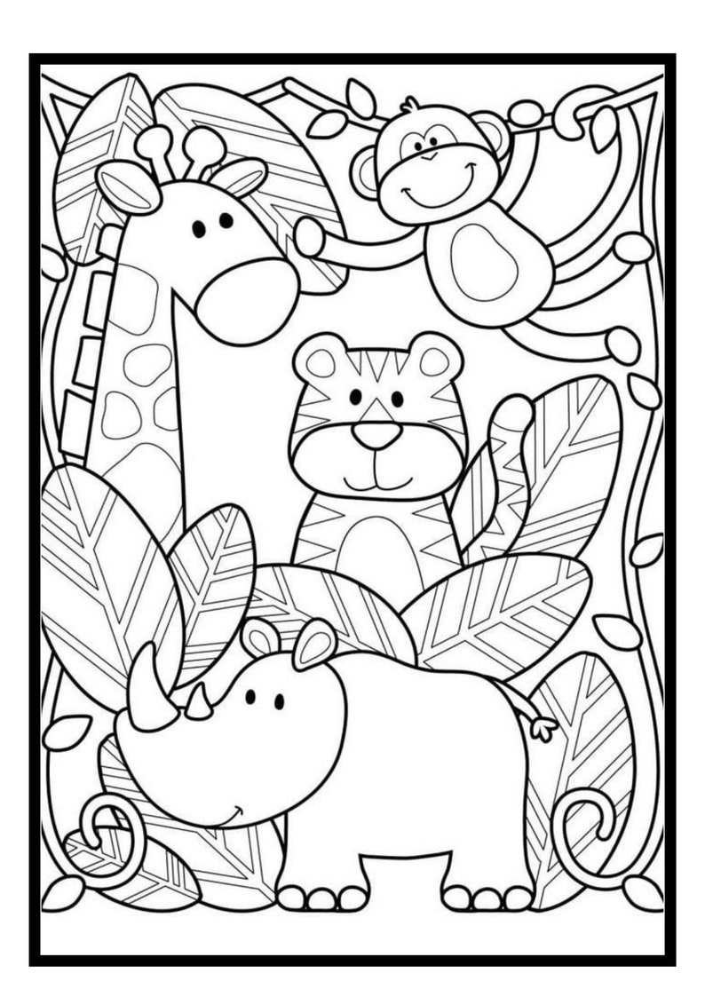Printable Jungle Theme Coloring Sheet - Etsy