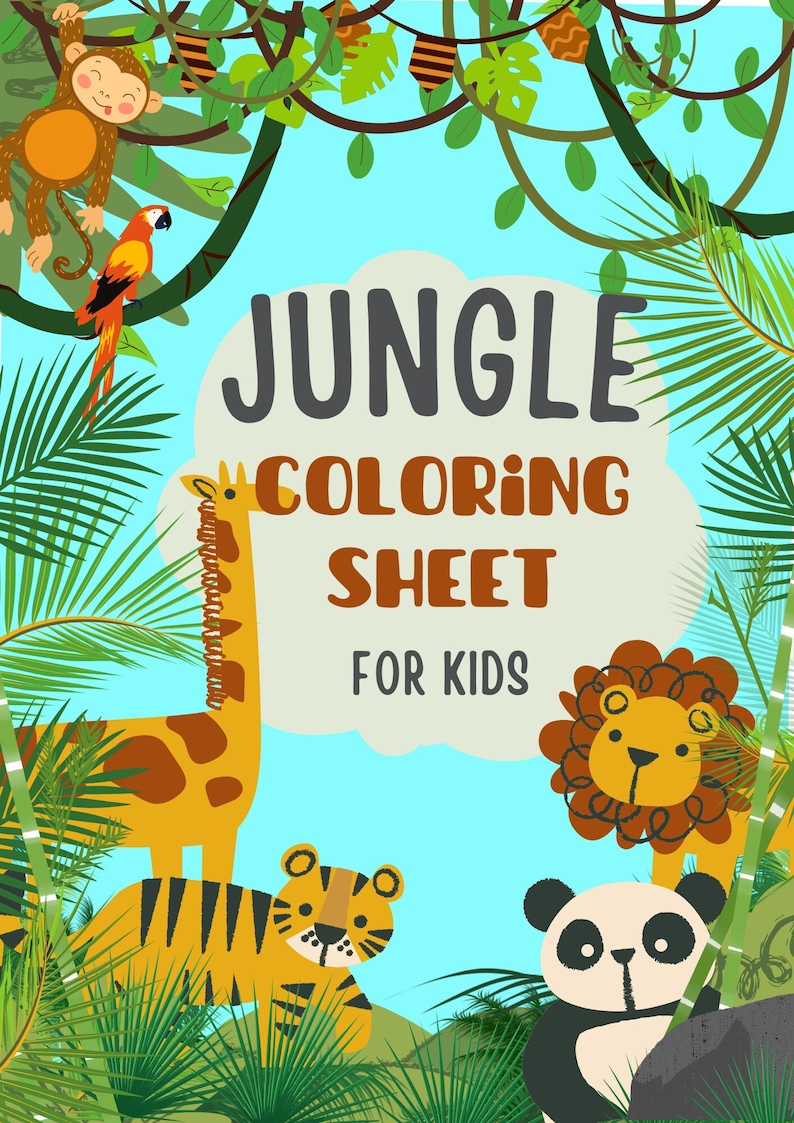 Printable Jungle Theme Coloring Sheet - Etsy