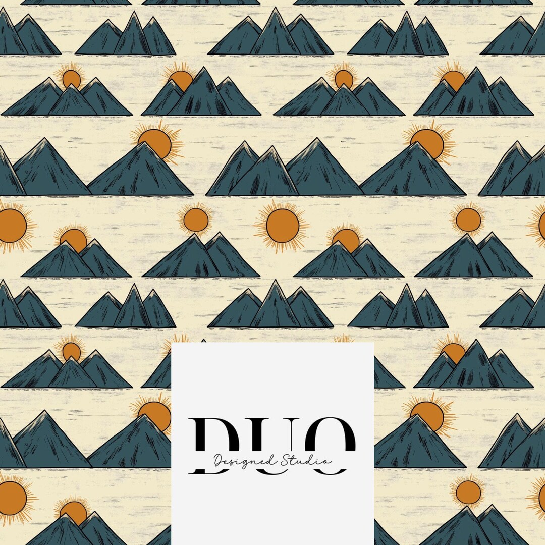 Sunset Mountains Seamless Pattern, Watercolour Mountains Seamless ...