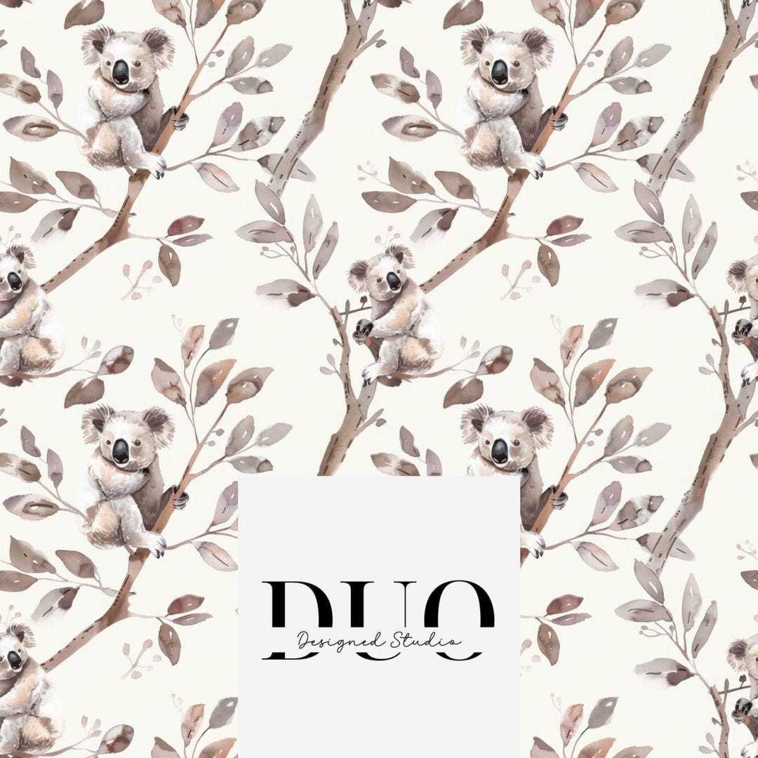 Koalas Seamless Pattern, Cute Baby Animal Seamless Koala Digital Papers ...