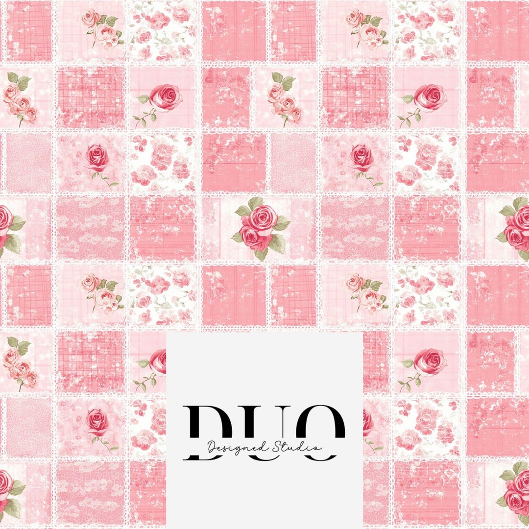 Pink Patchwork Quilt Seamless Pattern, Rose Seamless Patchwork ...