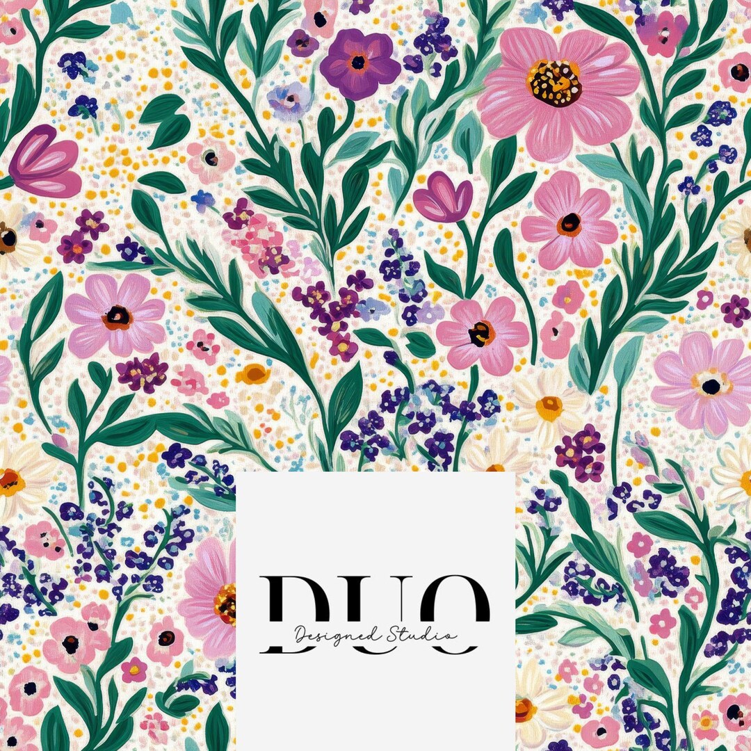 Pink Lilac Ditsy Floral Seamless Pattern, Repeat Tile Surface Pattern ...