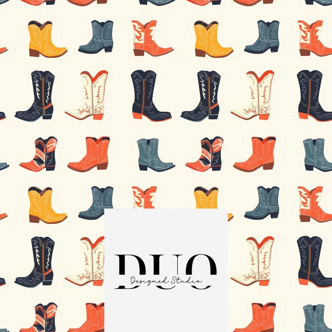 Colourful Cowgirl Boots Seamless Pattern, Repeat Surface Pattern ...