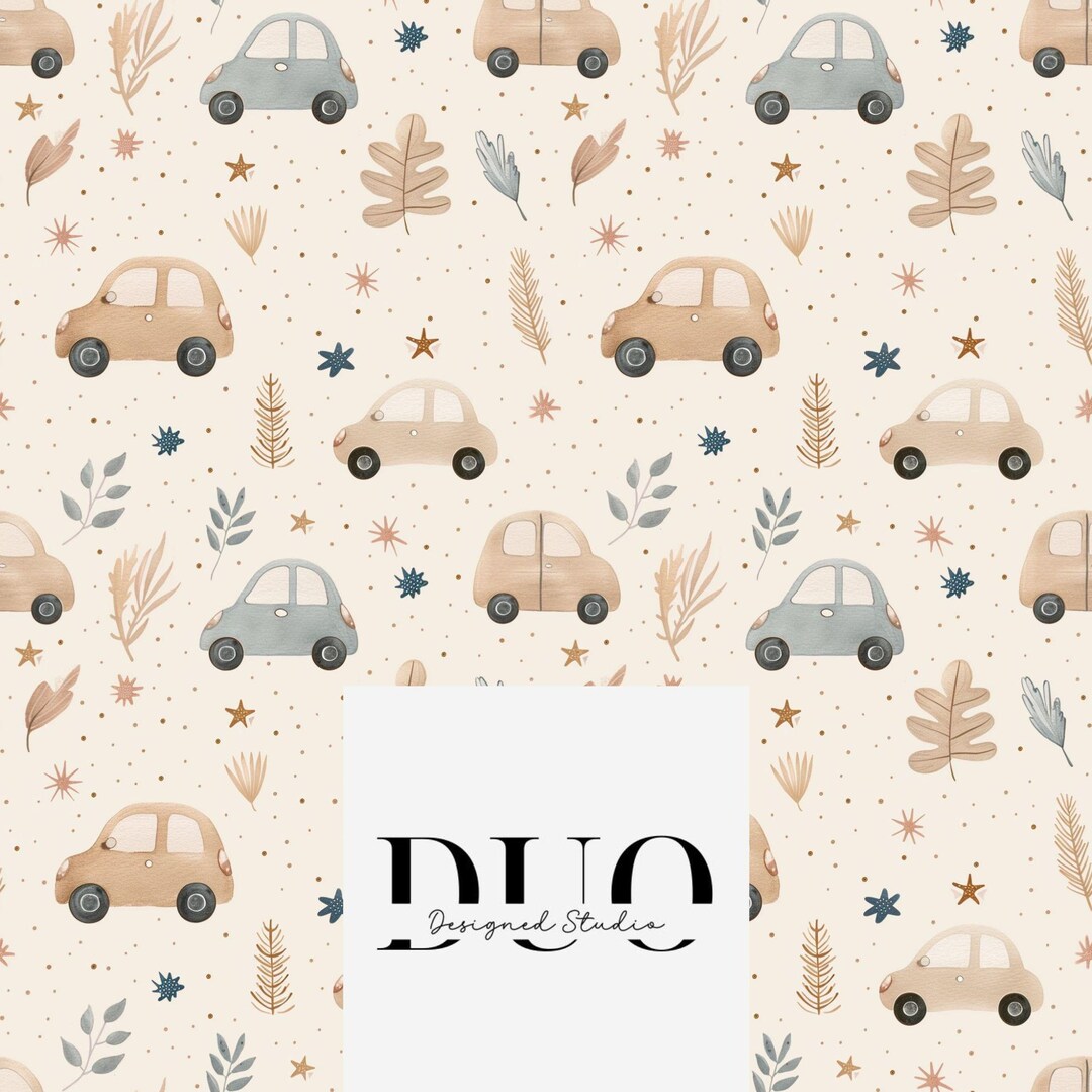 Pastel Cars Seamless Pattern, Nursery Repeat Surface Pattern, Fabric ...