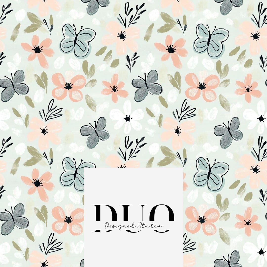 Light Spring Floral Butterfly Seamless Pattern, Repeat Tile Surface ...