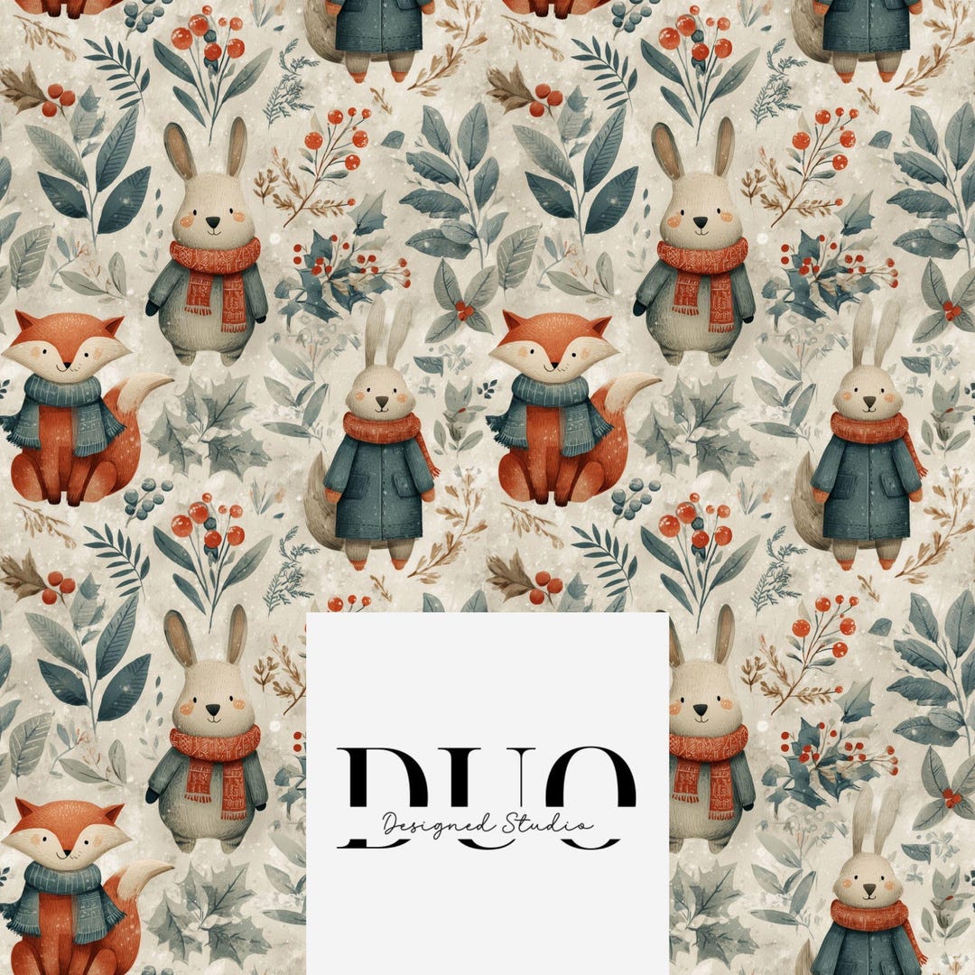 Cute Woodland Animals Seamless Pattern, Woodland Digital Paper, Forest ...