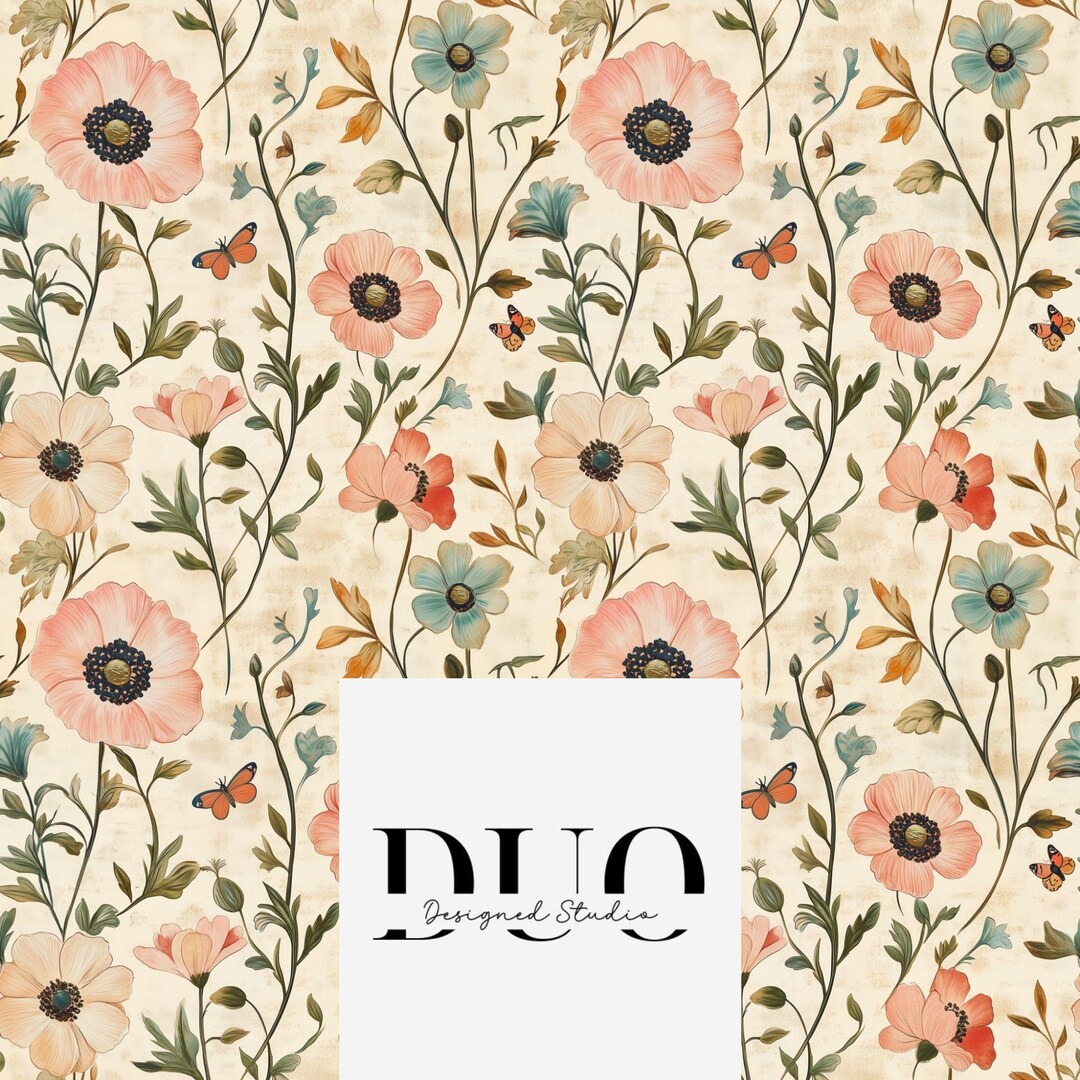 Vintage Meadow Seamless Watercolour Pattern, Flowers Repeat Surface ...