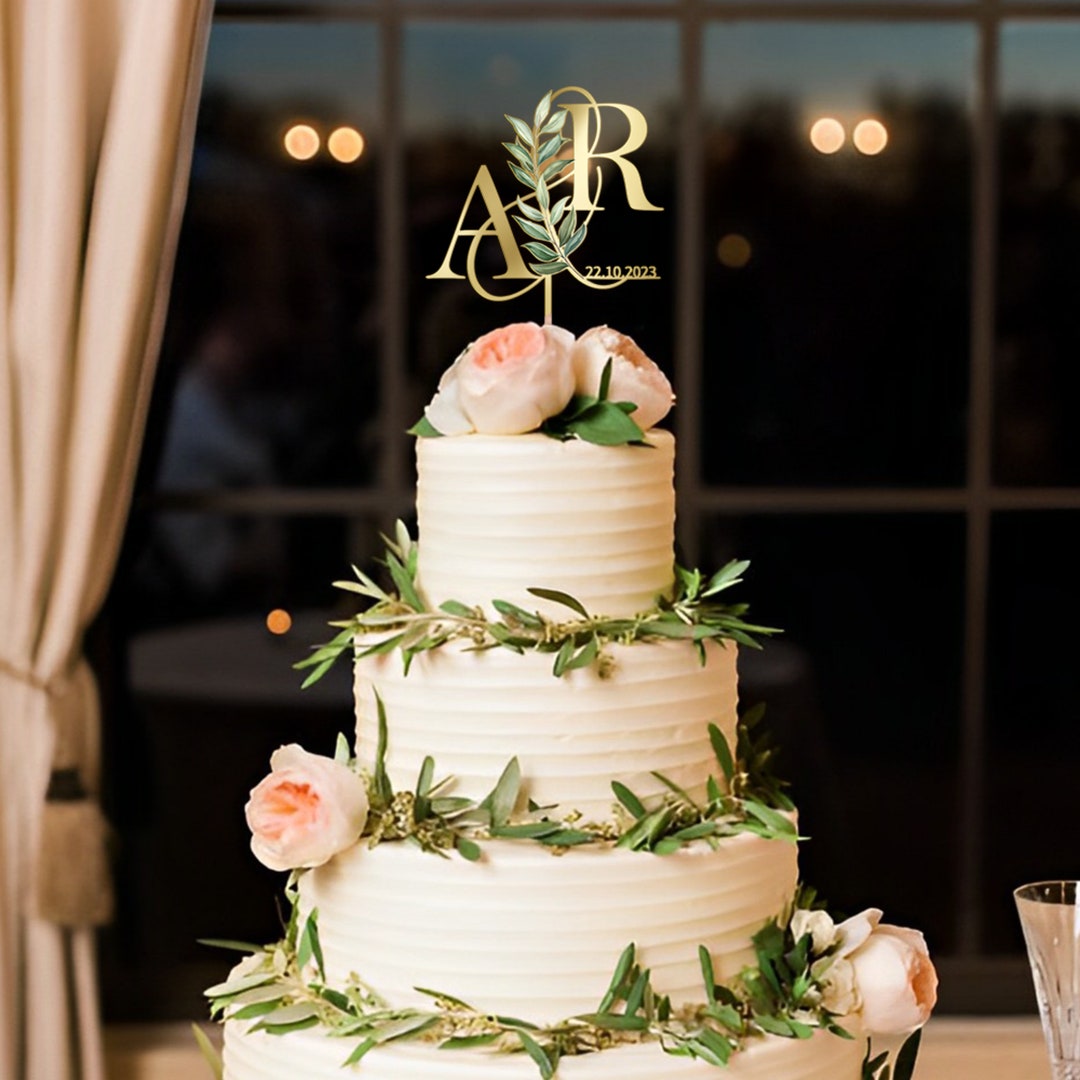 Custom Initial Wedding Cake Toppers,rustic Wedding Cake Toppers,gold ...