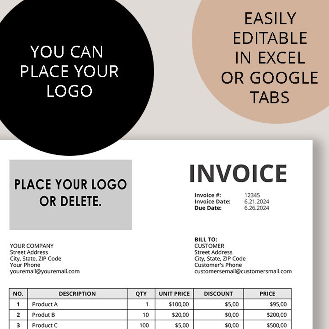 Easy-to-fill Invoice Template Form for Product and Service Sales - Etsy