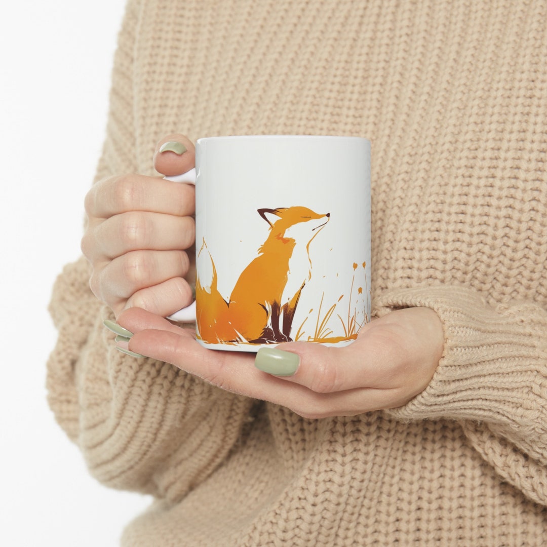 Cute Playful Fox, Ceramic Mug, 11oz - Etsy