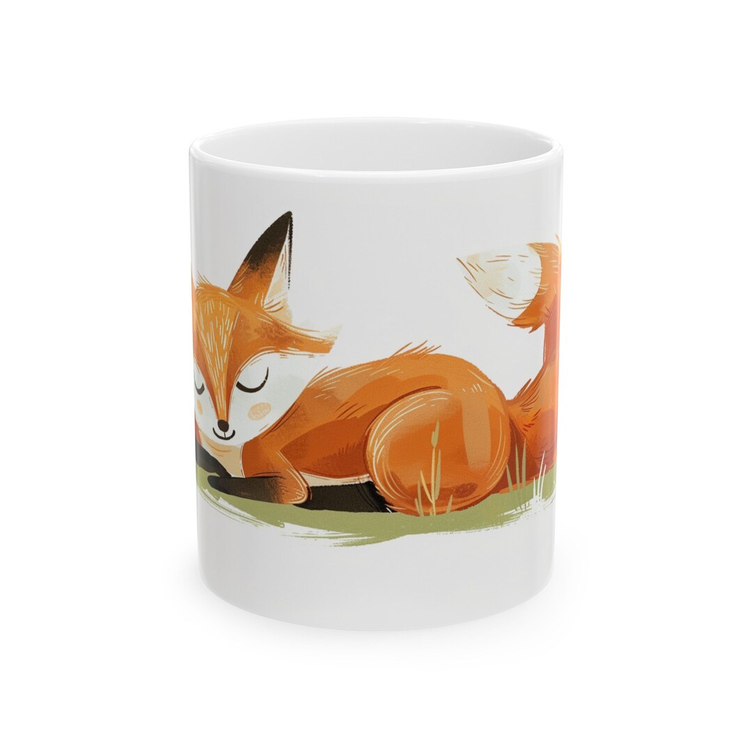 Cute Playful Fox, Ceramic Mug, 11oz - Etsy