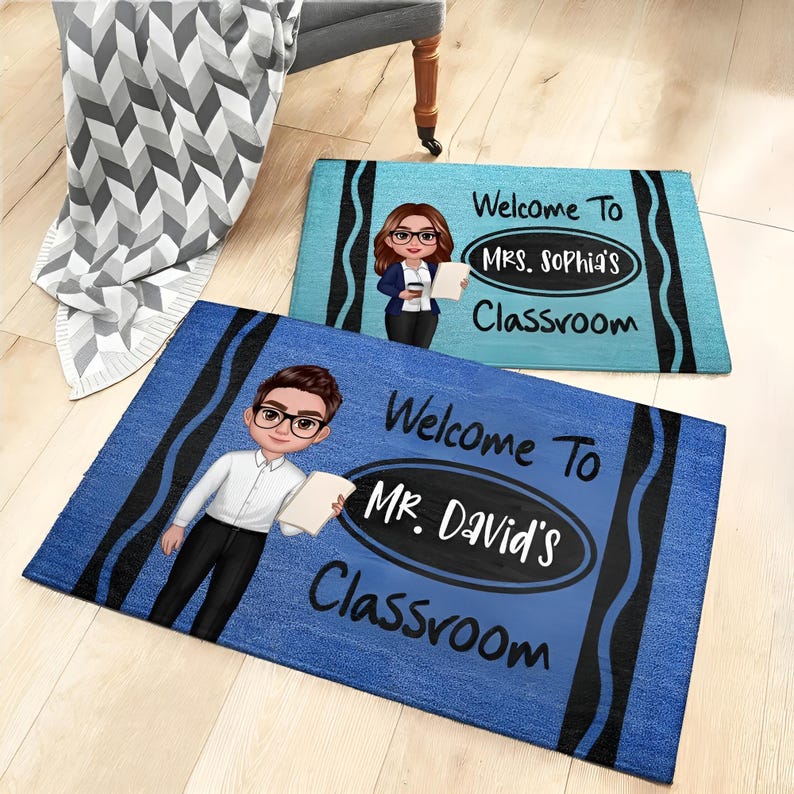 Teacher Crayon Welcome to Classroom Personalized Doormat| Back to ...