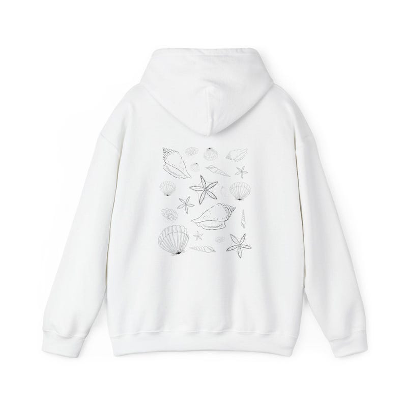 Seashell White Hoodie - Beach Vibes Jumper, Ocean Lover Sweatshirt ...