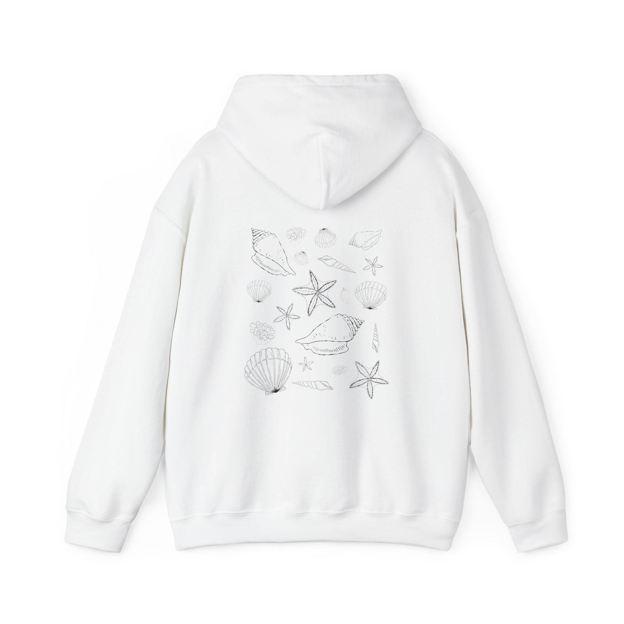 Seashell White Hoodie - Beach Vibes Jumper, Ocean Lover Sweatshirt ...