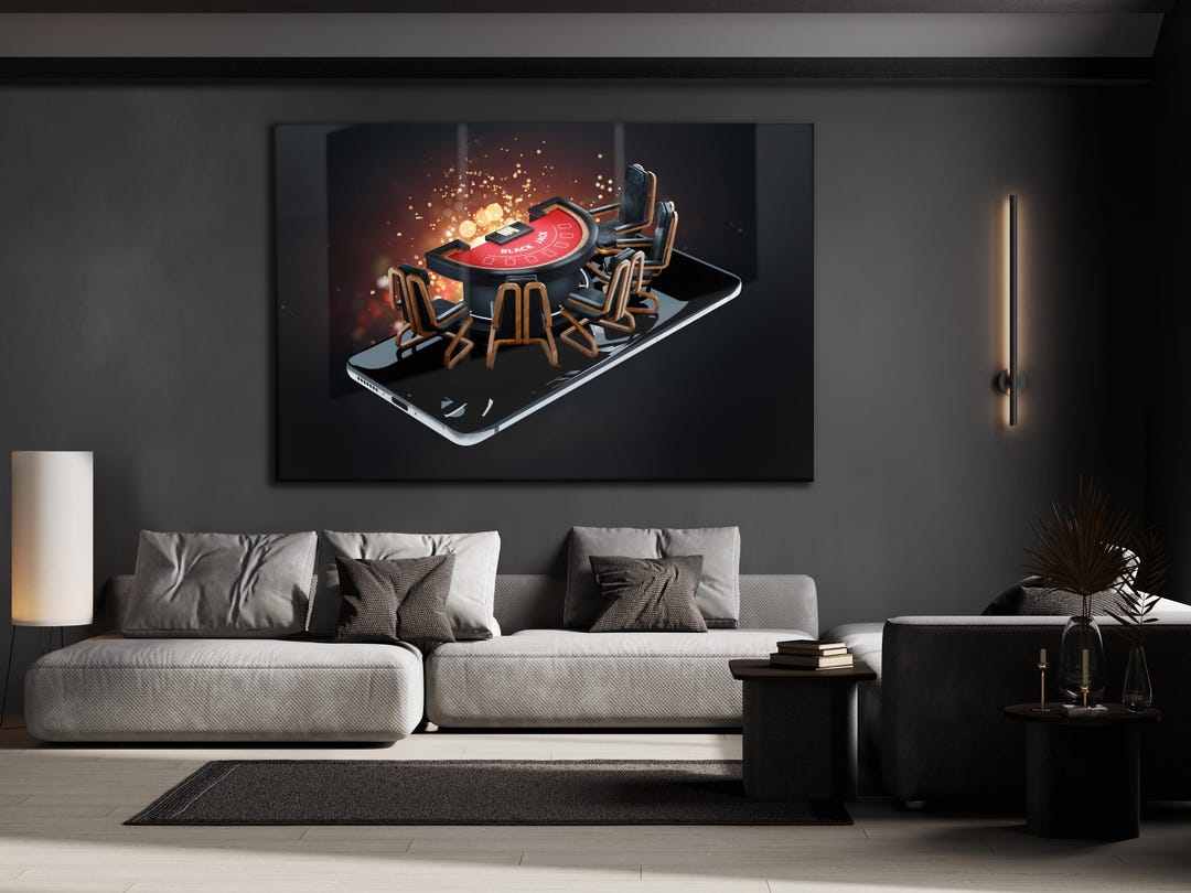 Tempered Glass Wall Art / Casino Blackjack Wall Art / Living Room Wall ...