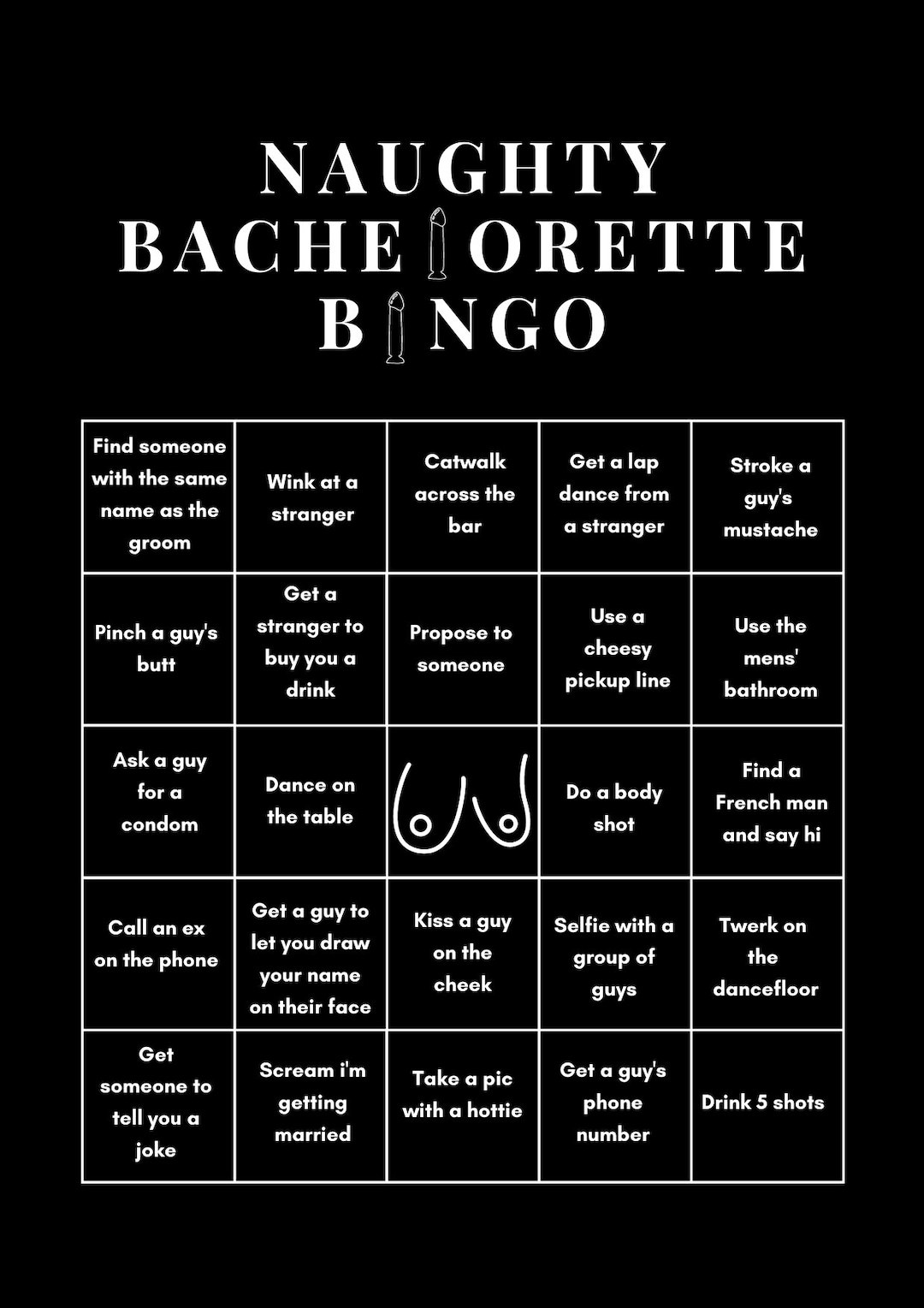 Bachelorette Bingo Card, Naughty Bingo Card, Download, Bachelorette ...