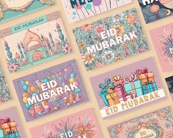 Printable Eid Mubarak Cards, Islamic Greeting Cards Digital Download ...
