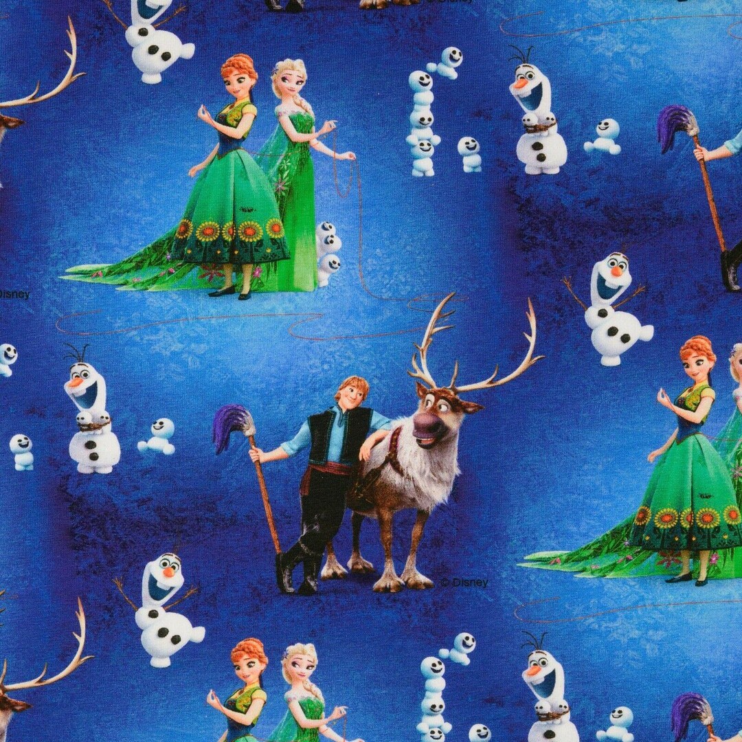 1 M X 1.50 M Frozen Elsa and Anna Cotton Jersey Blue - Etsy