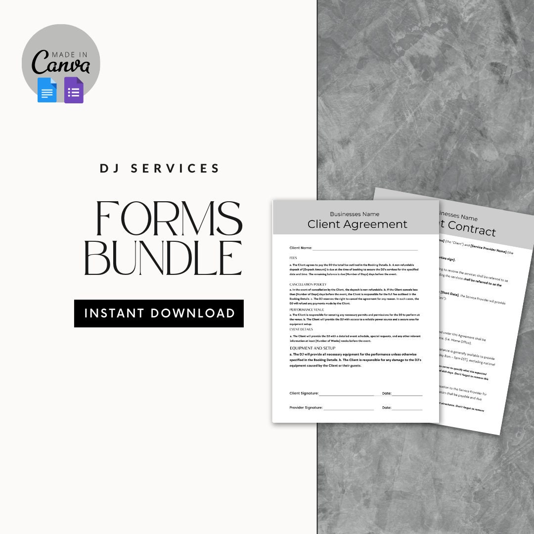 DJ Business Forms Bundle - Editable Templates | Client Agreement ...