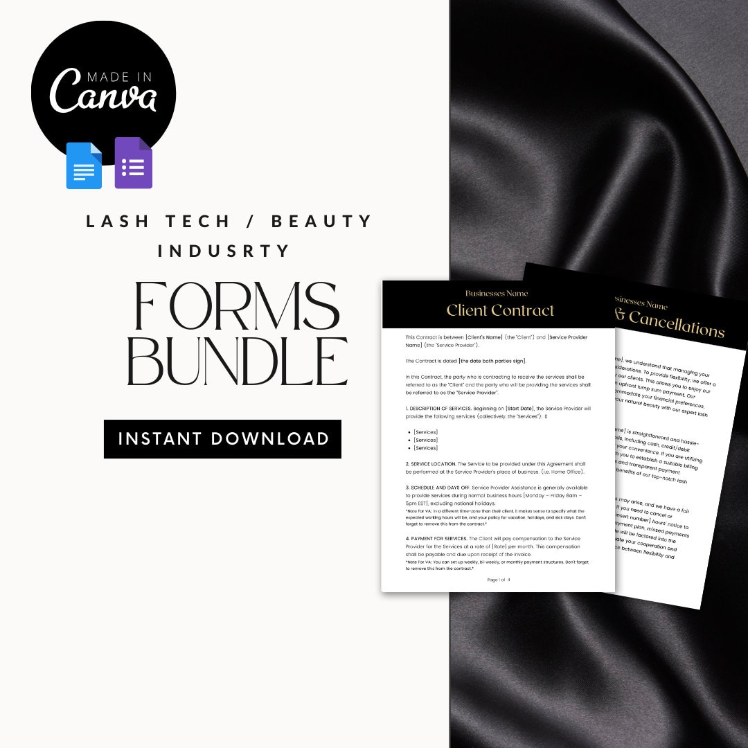 Beauty Industry Forms Template Customizable PDF and Google Forms Client ...