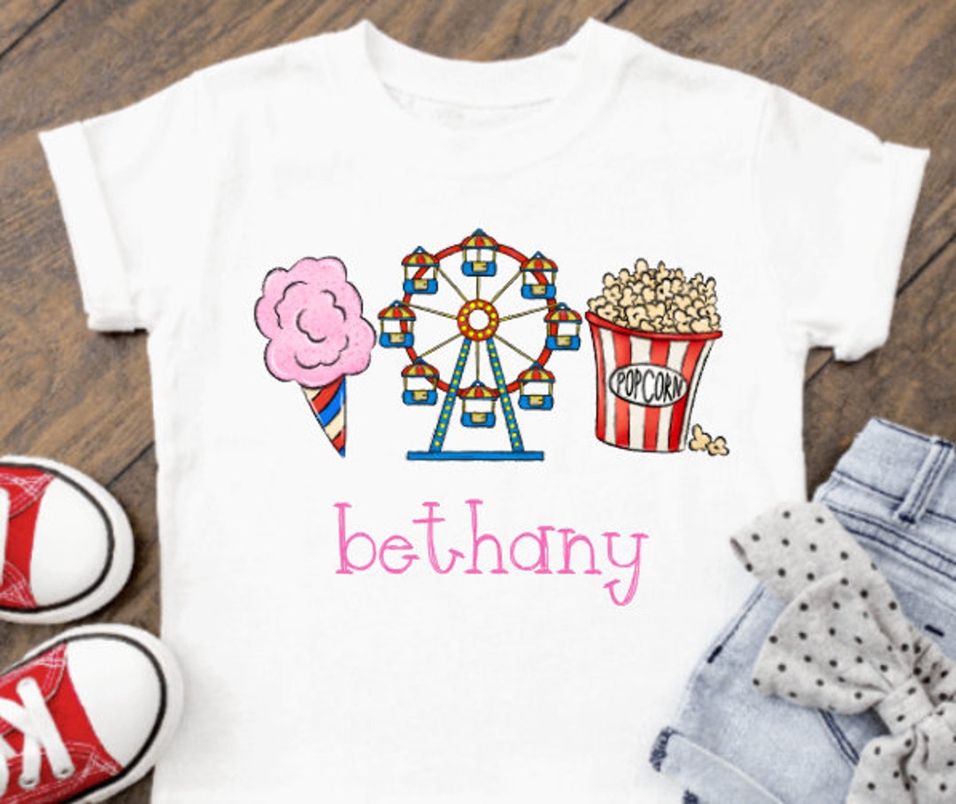 Custom Girls Fairground Shirt With Name, Fair Trio Top, Fair Design Kid ...