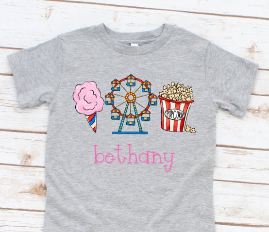 Custom Girls Fairground Shirt With Name, Fair Trio Top, Fair Design Kid ...