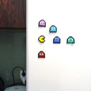 Pacman Mini Pixel Art σκουλαρίκια με βάση από ανοξείδωτο ατσάλι ή Mini ...