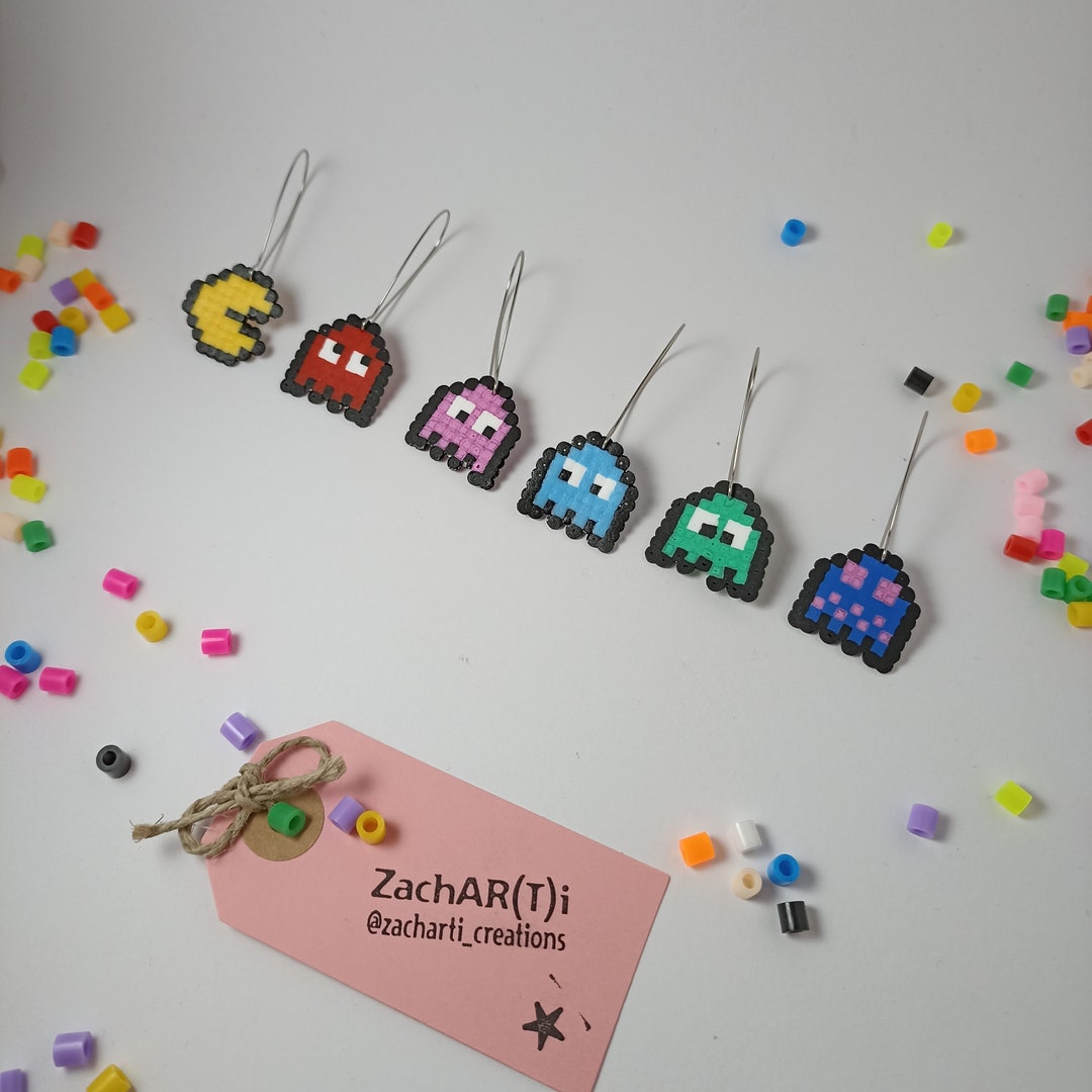 Pacman Mini Pixel Art σκουλαρίκια με βάση από ανοξείδωτο ατσάλι ή Mini ...