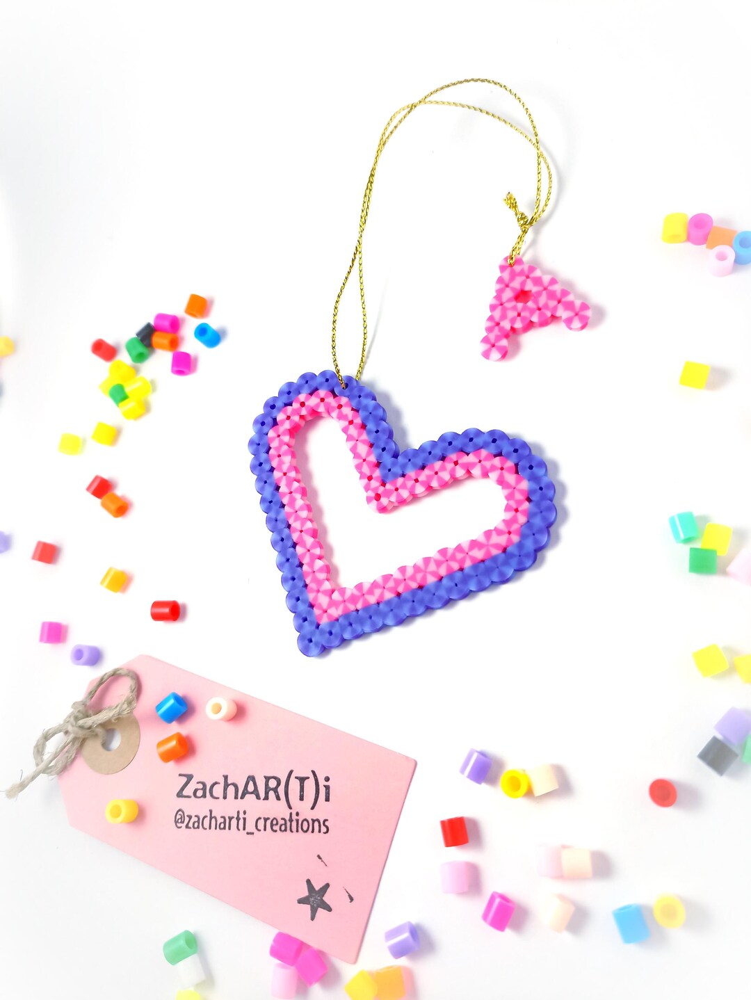 Heart Bookmark Made of Two-colour Iron-on Beads With Your Monogram on ...