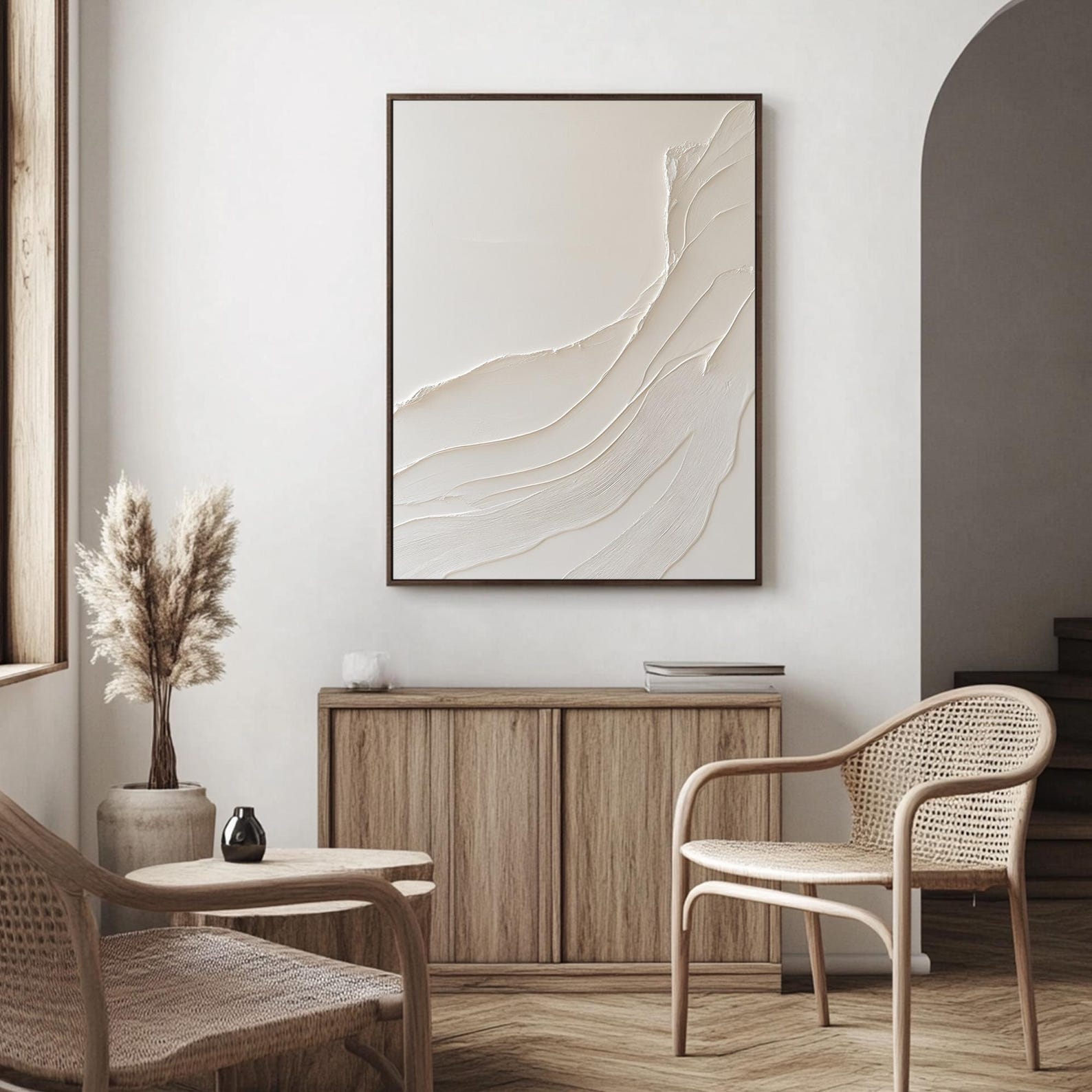 Large White Textured 3D Abstract Canvas Wall Art: Minimalist Decor - Etsy