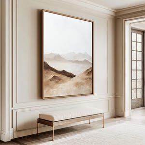 Large Beige Abstract Mountain Oil Painting: Minimalist Canvas Art - Etsy
