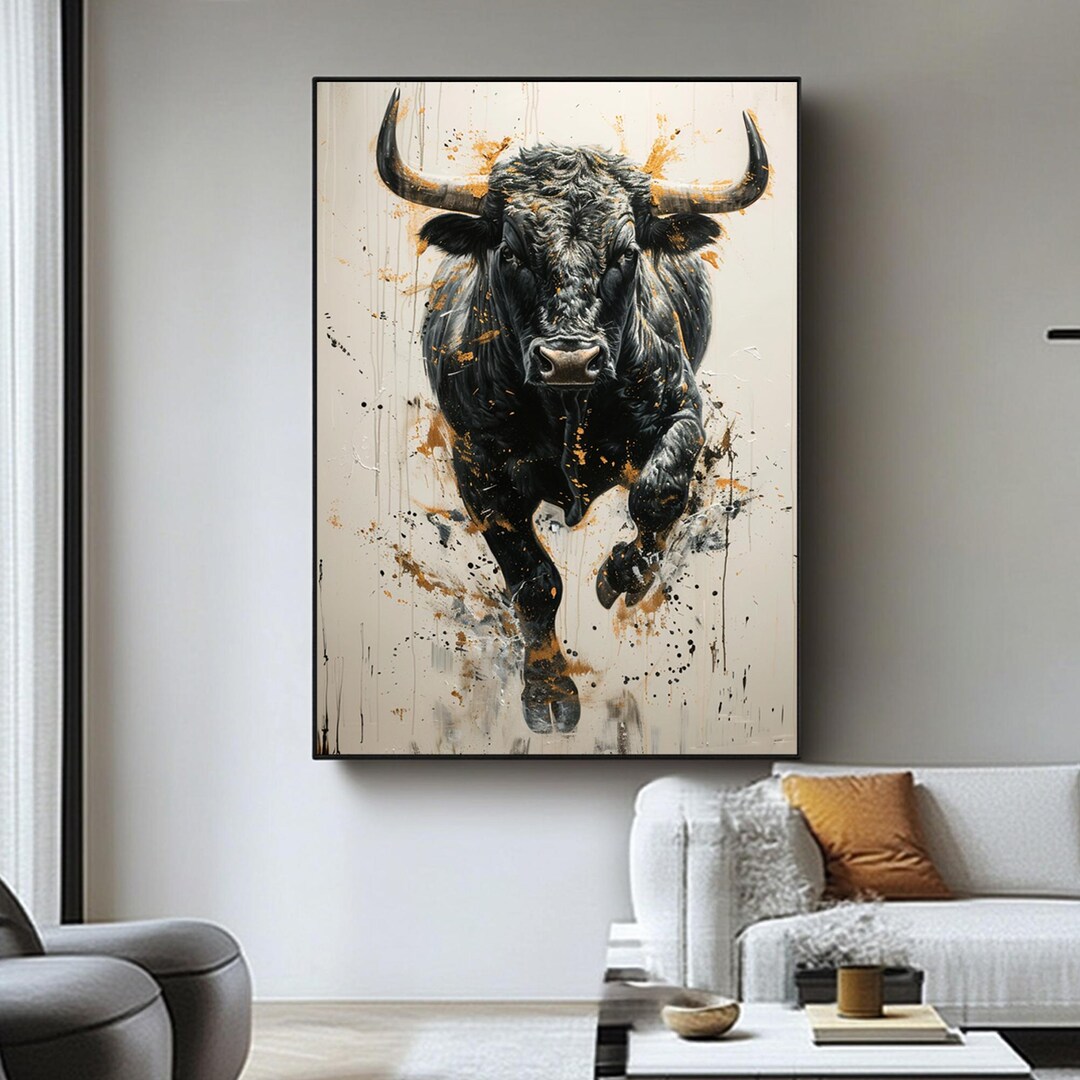 Impressionist Bull Oil Painting on Canvas: Modern Animal Wall Art - Etsy