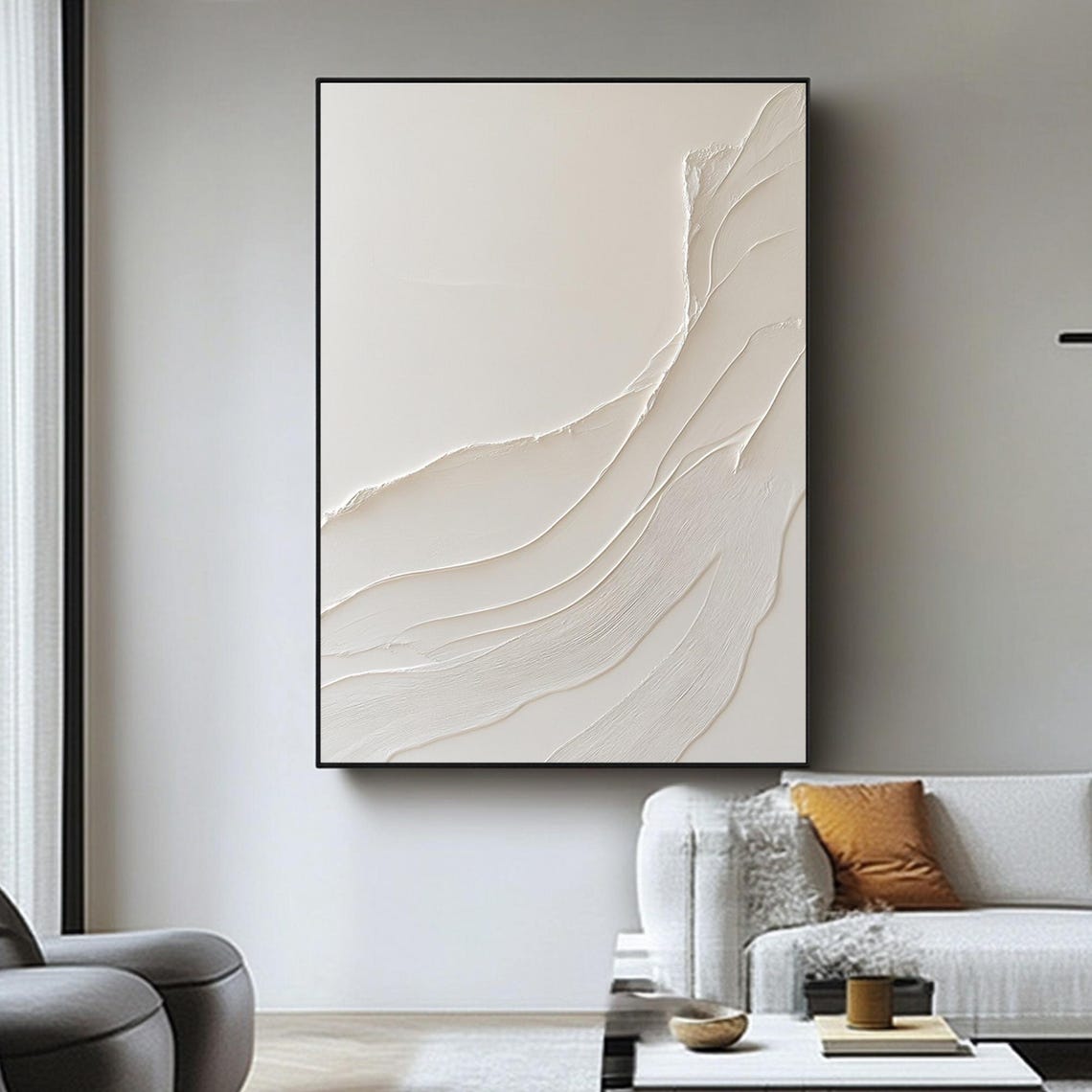 Large White Textured 3D Abstract Canvas Wall Art: Minimalist Decor - Etsy