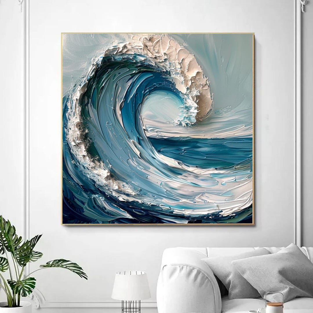 Original Ocean Beach Canvas Painting Large 3D Texture Ocean Painting ...