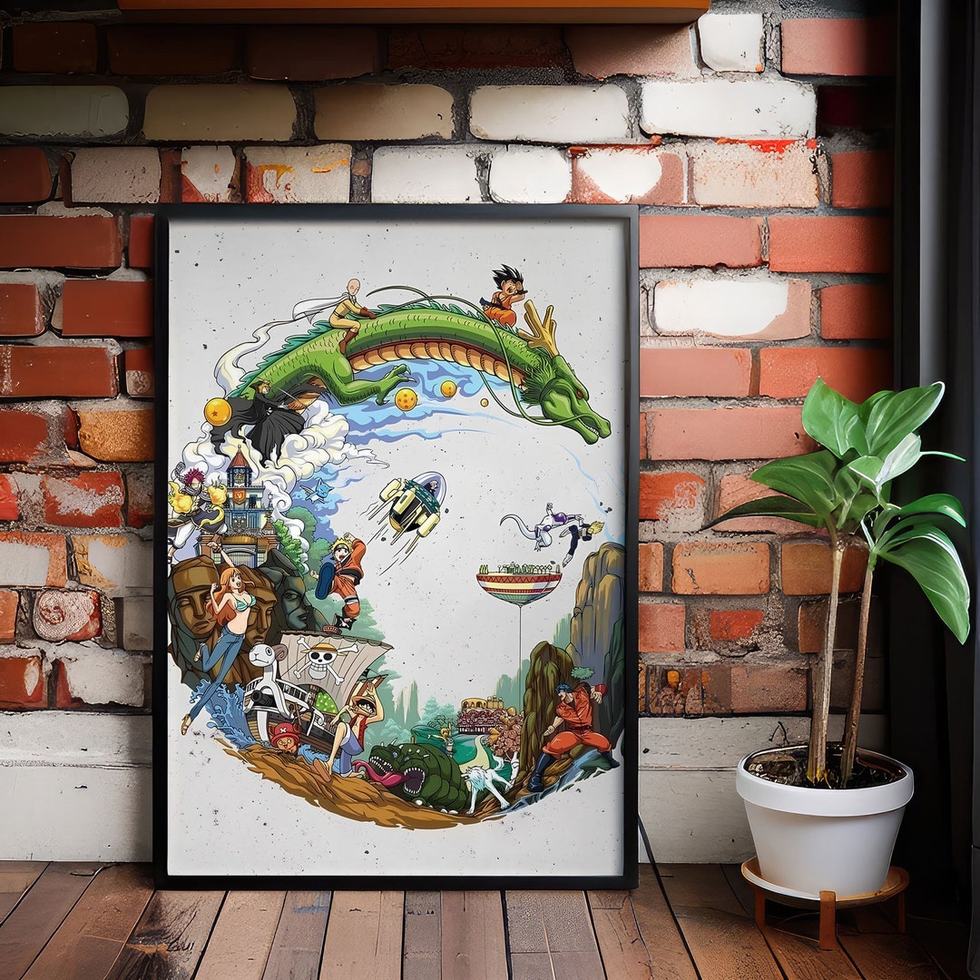 Anime Poster Print Saitama Wall Art One Punch Illustration Anime Wall ...