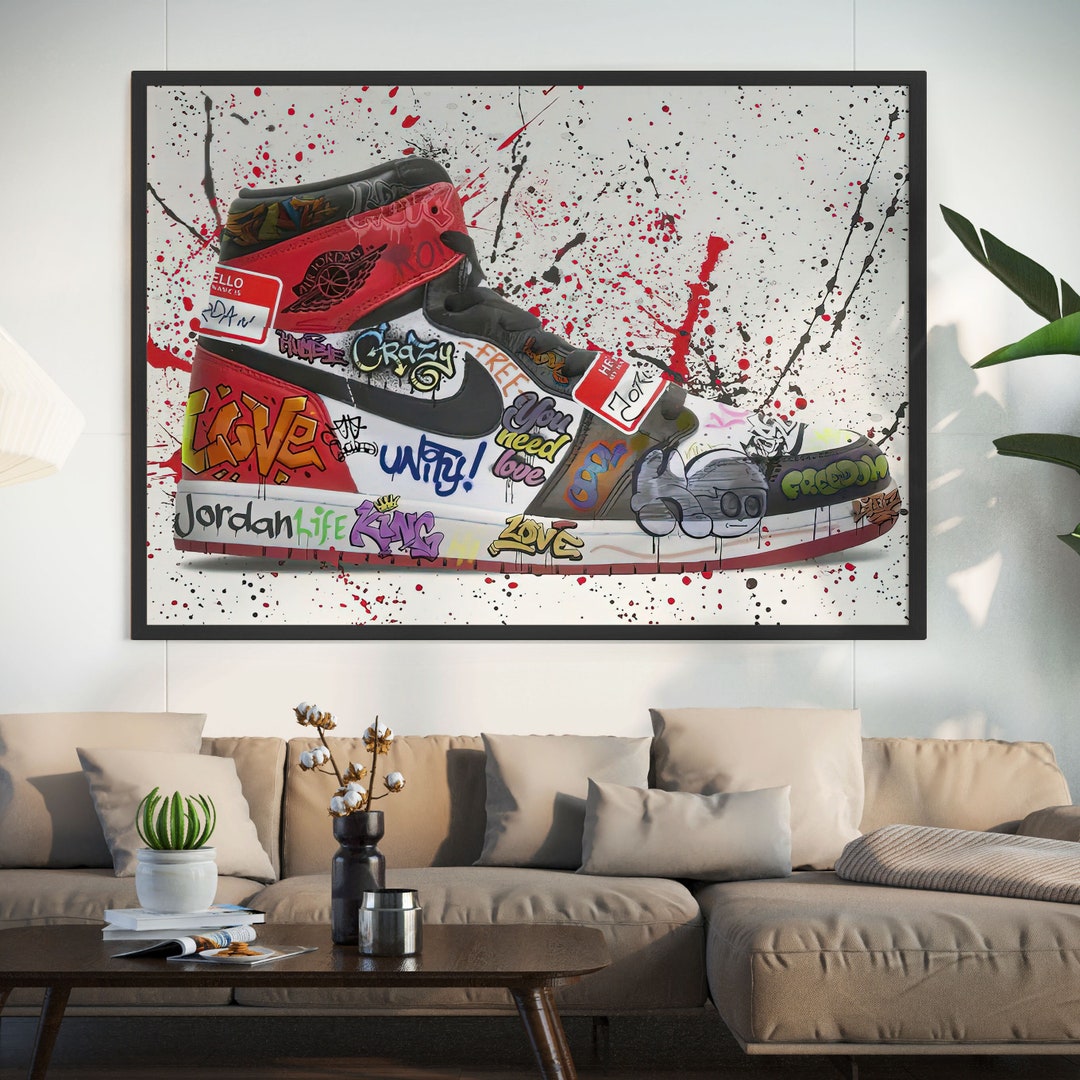 Ready to Hang, Jordan Graffiti Canvas Wall Art, Air Jordan Canvas Wall ...