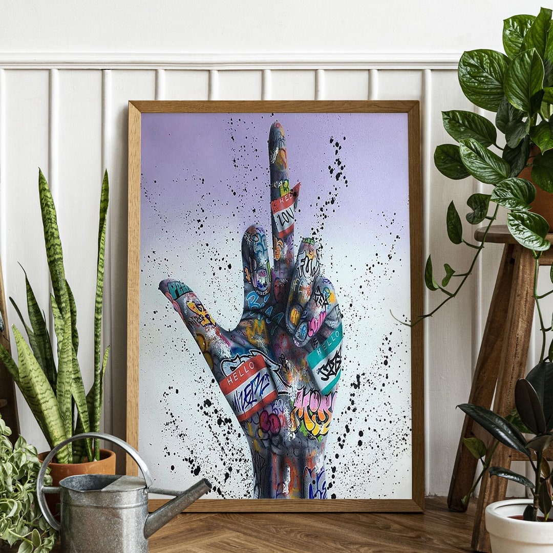 Banksy Hand Canvas, Street Artwork, Graffiti Hand Canvas Wall Art ...