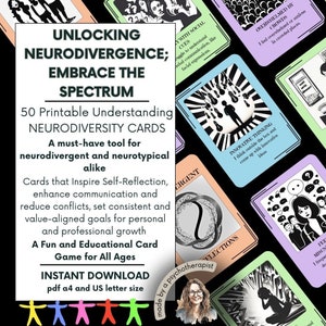 Printable Neurodivergence Card Game 50 PDF Flash Cards ADHD & Autism ...