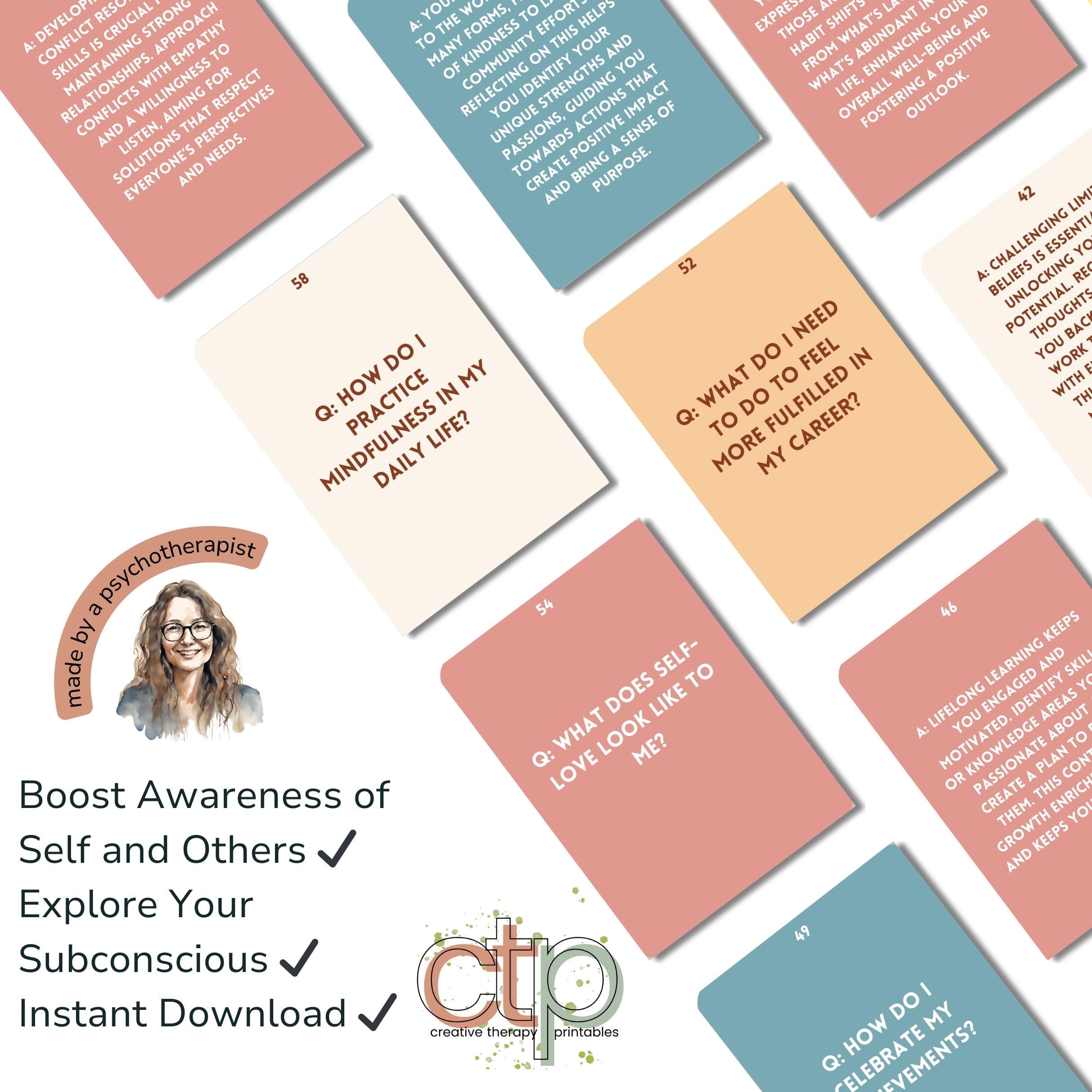Self-discovery Card Deck: Printable Journaling Prompts (PDF) - Etsy