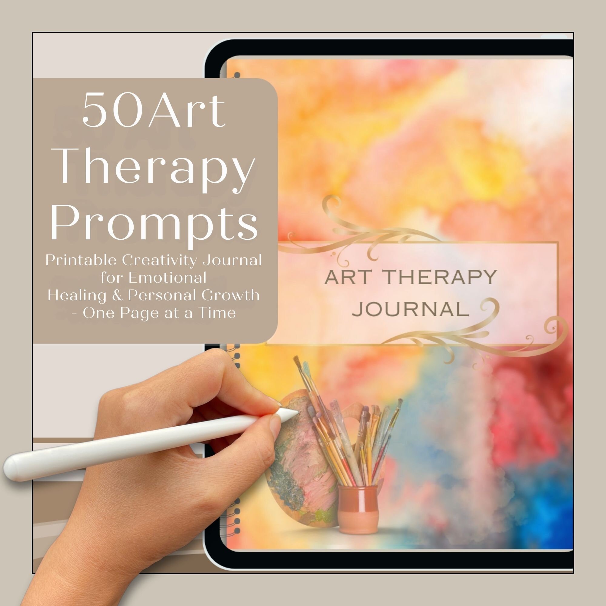 Art Therapy Journal: 50 Printable Prompts for Self-care and Mental ...