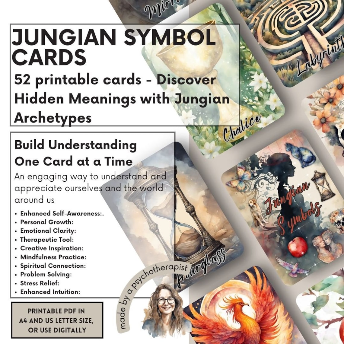 Printable Jungian Symbol Cards for Creatives 52 Watercolour Cards With ...